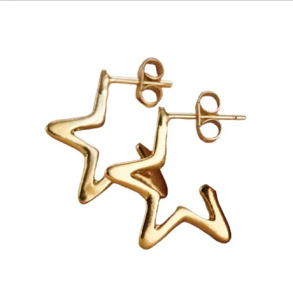 POSH TOTTY DESIGNS Plated Open Star Hoop Earrings - Gold