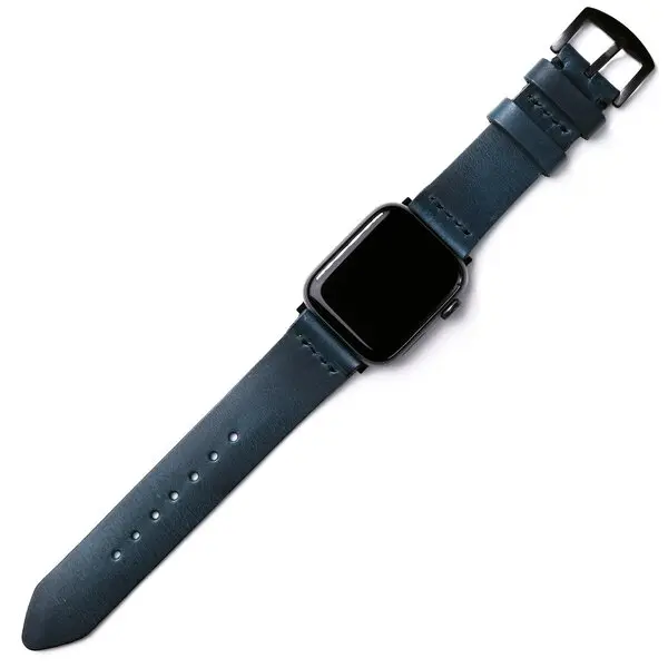 ROARCRAFT Blue / Grey Apple Watch Leather Band Blue Coral - Blue/grey