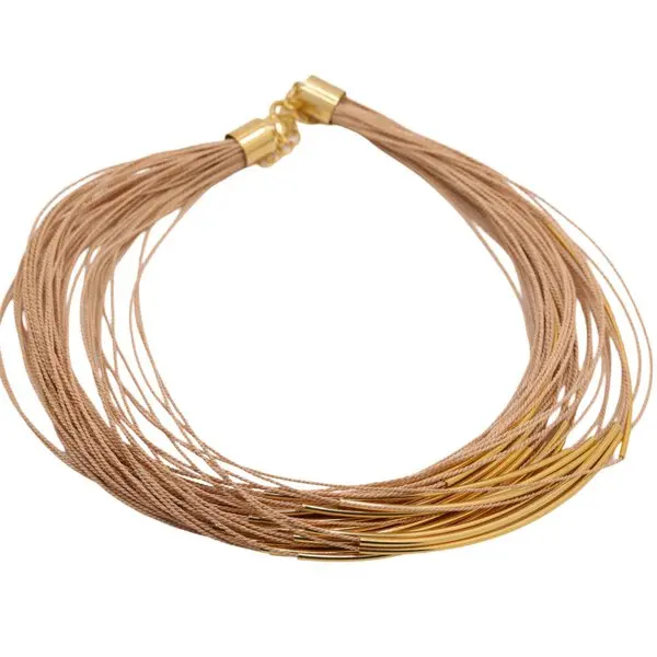 NART NATURE MAKING ART Neutrals / The Multiple Buriti Natural Fiber Necklace - Gold