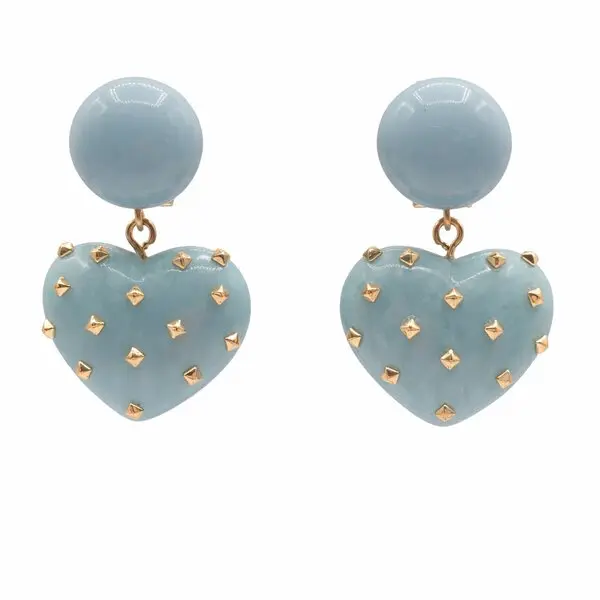 MICHAEL NASH JEWELRY Lavinia Aqua Resin Studded Heart Drop Earrings - Blue