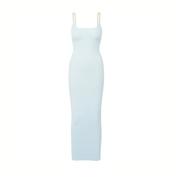 DECOLET THE LABEL Aurelia Knit Chain Dress In Sky - Blue