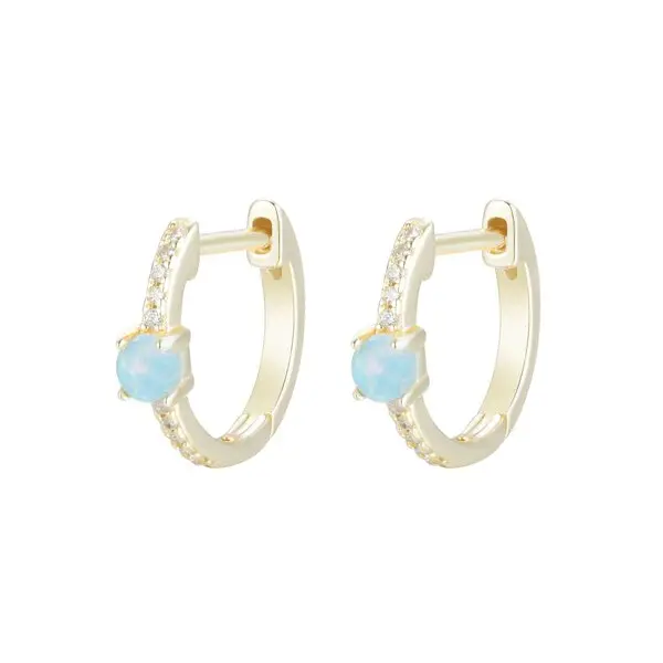 KAMARIA Opal And Crystal Huggie Earrings Light - Green