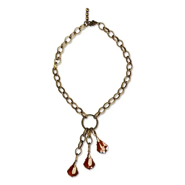 BELLUS DOMINA Bold Chain & Three Crystal Pendants Necklace