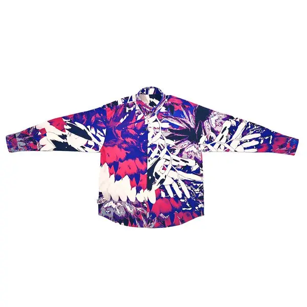 ESC Kumadori Red Print Oversized Shirt - Red/blue