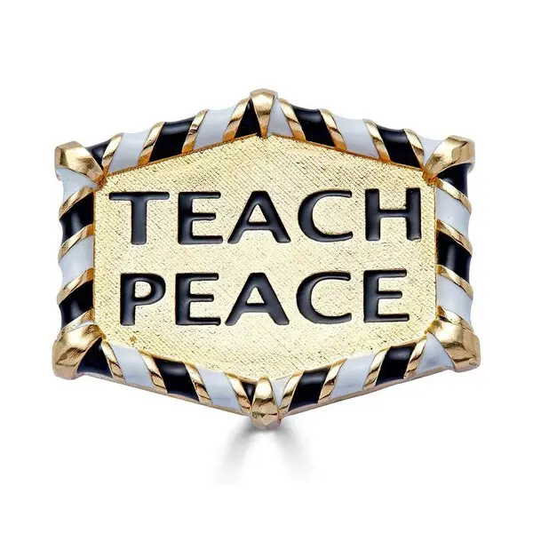 PASSIONATE PROTEST COLLECTION Black / White Teach Peace Pin - Black/white