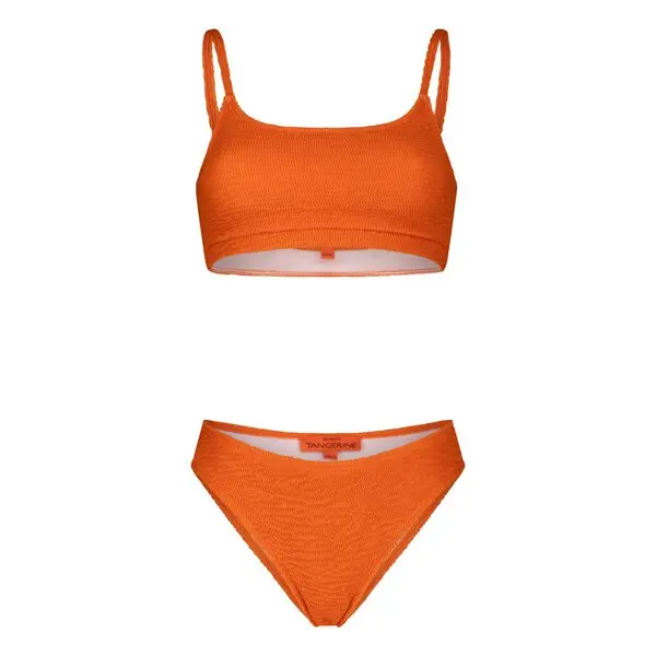 MAISON TANGERINE Ibiza Textured Crinkle Bikini - Orange