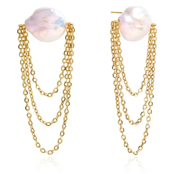 OLIVIA LE Floating Pearl Chain Earrings