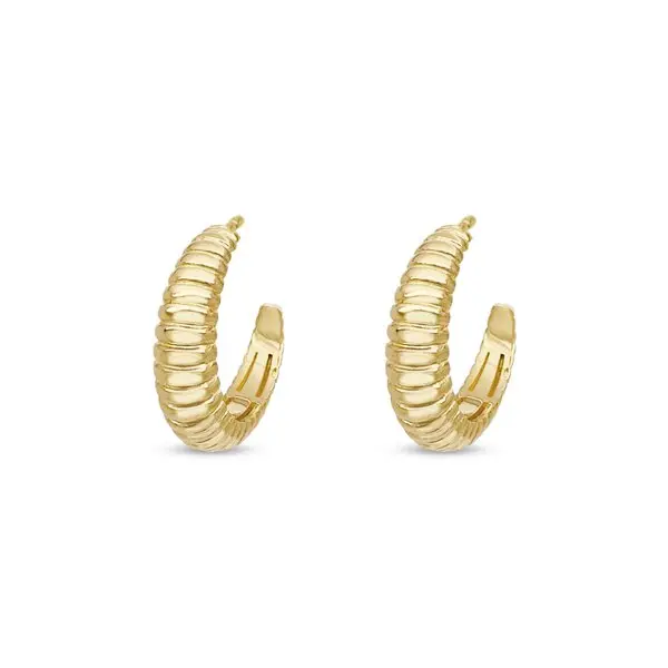 CLEMENCE WREN Graduating Ridge Hoop Earrings - Gold