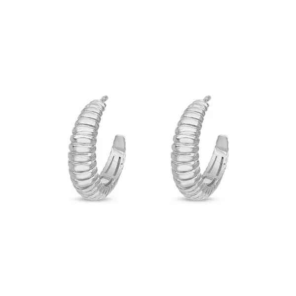 CLEMENCE WREN Graduating Ridge Hoop Earrings - Silver