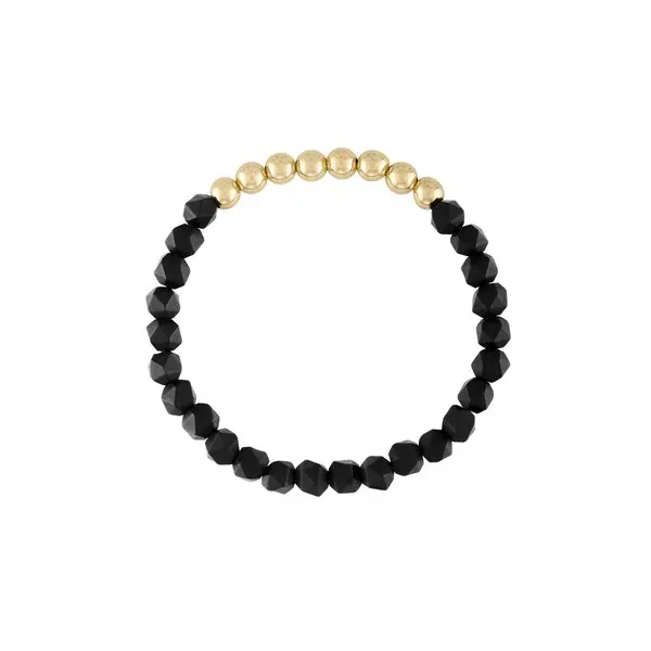 OLIVIA LE Star Faceted Onyx Gold Beaded Bracelet - Black