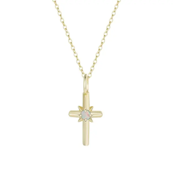 KAMARIA Opal Cross Charm Necklace