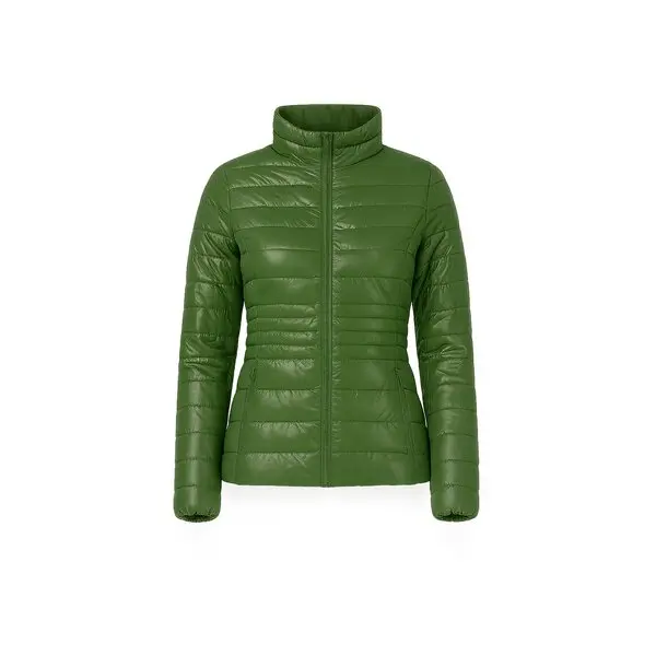 TANTRA SPAIN SL Basic Metallic Anorak With Zipper Closure And Mandarin Collar - Green