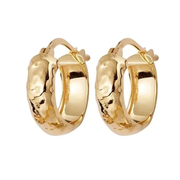 NAZZAR Textured Hammered Hoop Earrings - Gold