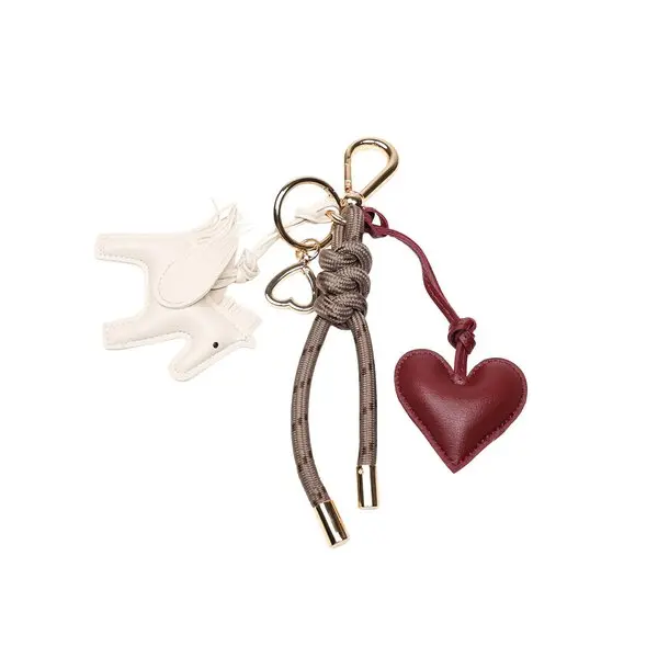 POP UPS BRAND Key Chain Mocha With Charms White Flying Horse And Burgundy Heart - Brown