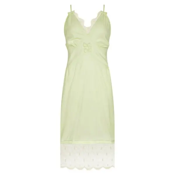 LISA THE LABEL Bow Belle Mint Silk Shell Slip Dress - Green