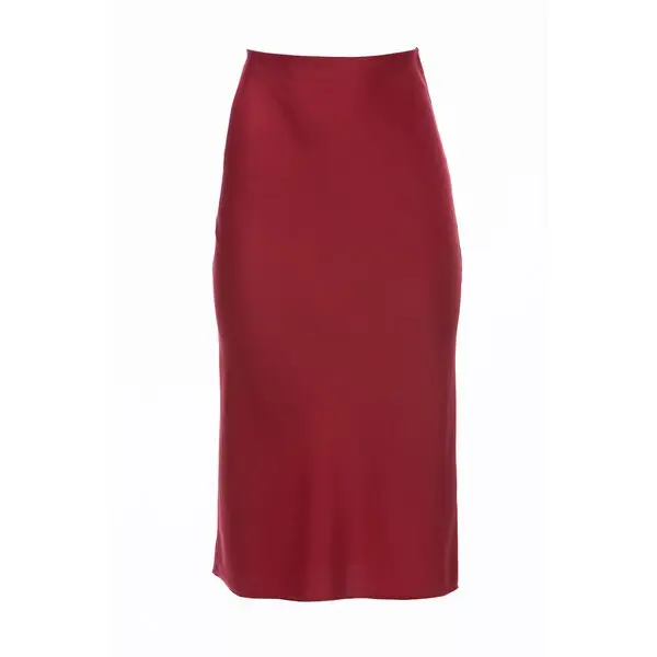 CARLOSLINES Bias Skirt In Burgundy Solid - Red