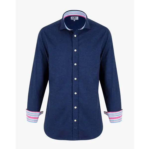KOY CLOTHING Navy Cotton-cashmere Shirt - Blue
