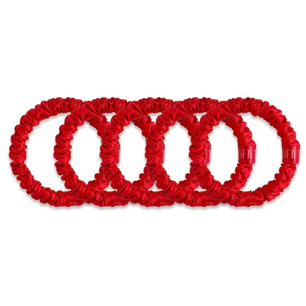 6FIFTYTWO® Pure Mulberry Slim Silk Scrunchies - Red