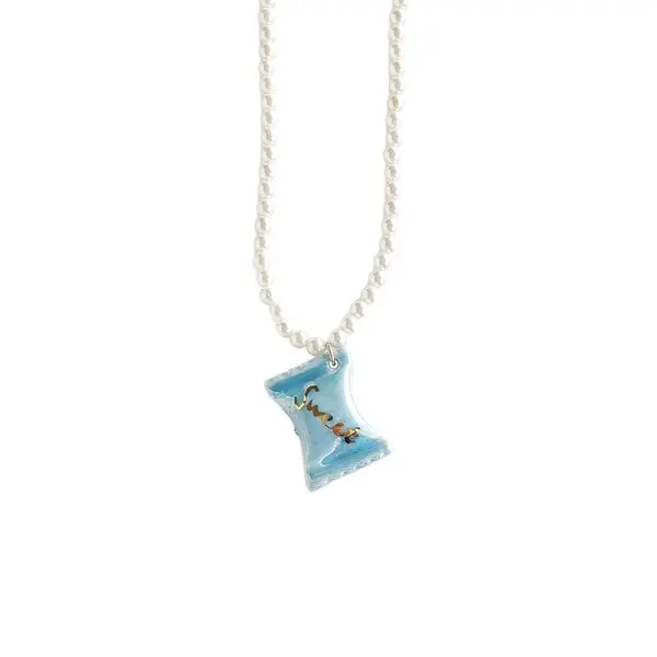 POPORCELAIN Baby Porcelain Sweet Candy Pearl Necklace - Blue