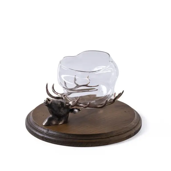 ATELIER TERRA MADRE Herne Whisky Glass With Cast Bronze Deer Head - Brown