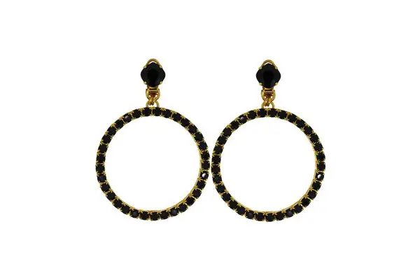 VICKISARGE The Medium Hoop Earrings In Gold Clip - Black