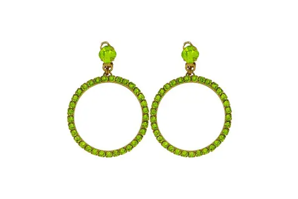 VICKISARGE The Medium Hoop Earrings In Gold Clip - Green