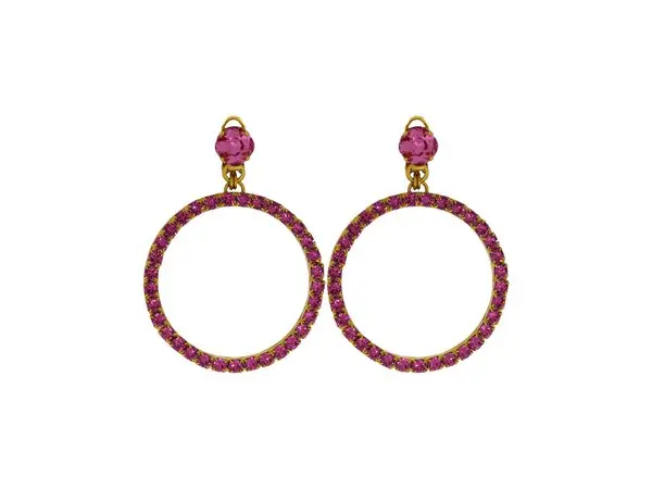 VICKISARGE The Medium Hoop Earrings In Gold Clip - Pink