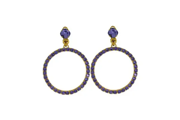 VICKISARGE The Medium Hoop Earrings In Gold Clip - Purple