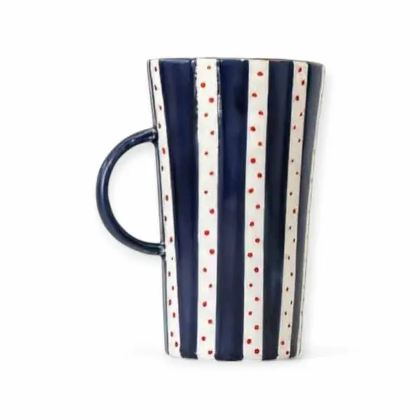 Lali Design Studio Enjoy Tall Navy Coffee Mug Dots Porcelain - Blue