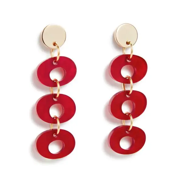 TOOLALLY Hepworth Drop Earrings Berry Pearl - Red