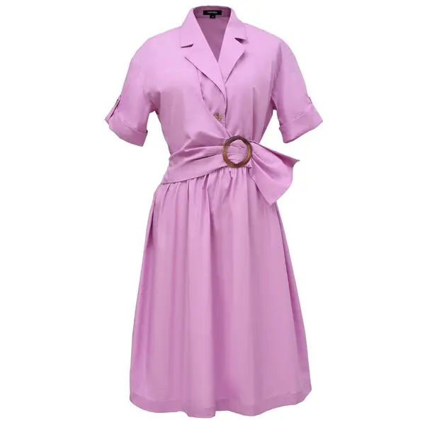 SMART AND JOY Shirt Dress With Asymmetric Belt Panel - Pink