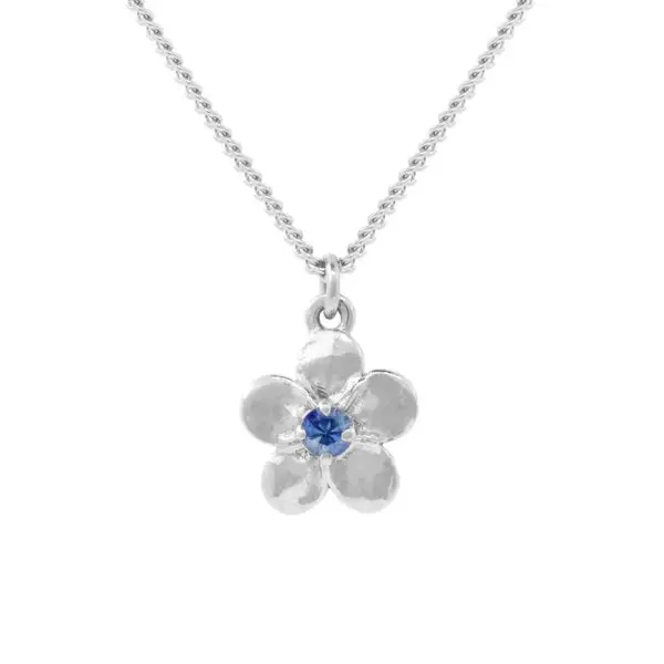 LEE RENEE Forget Me Not Necklace – Single Sapphire - Silver