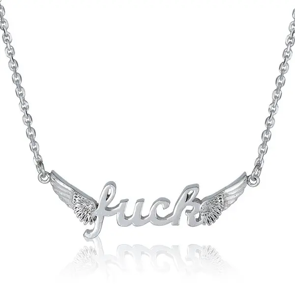 CARTOGRAPHY Flying Fuck Nameplate Necklace In Sterling - Silver