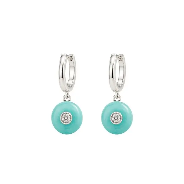 LILY FLO JEWELLERY Turquoise Jade Diamond Hoop Earrings - Blue