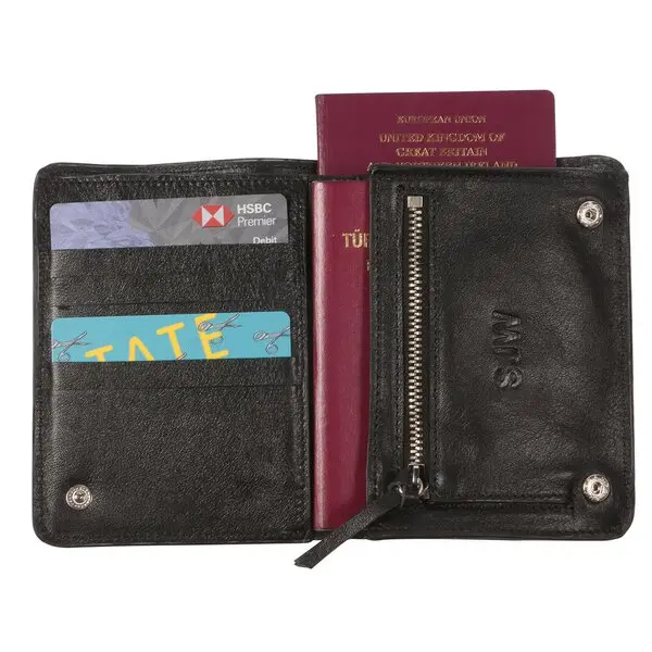 SJW BAGS LONDON Alma Leather Travel Wallet - Black