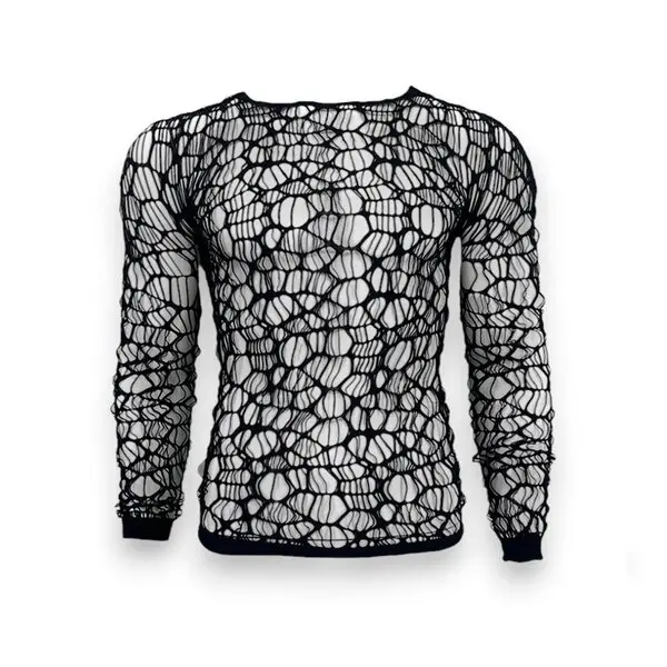 MONZLAPUR NEW YORK Licorice Mesh Top - Black