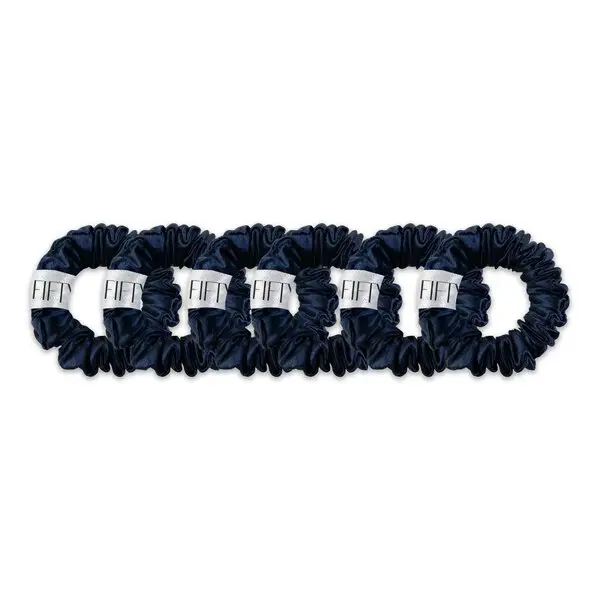 6FIFTYTWO® Pure Mulberry Mini Silk Scrunchies Navy - Blue
