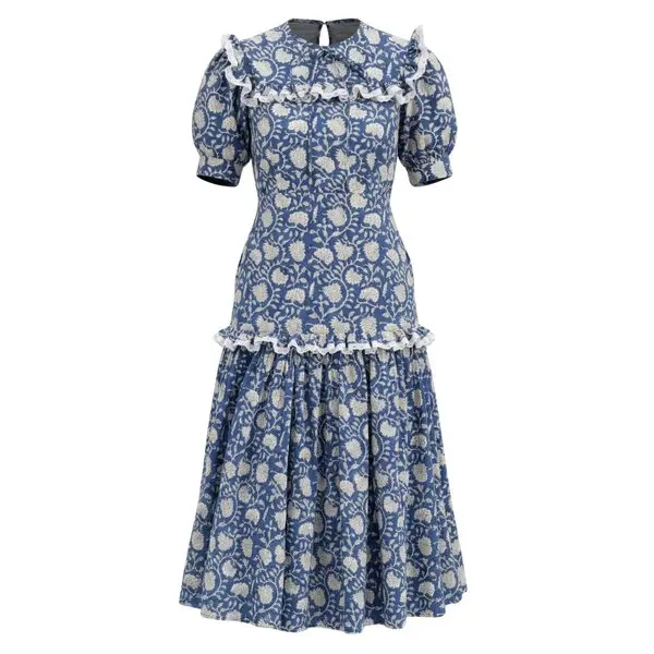 ECHO OF PINK Midi Dress - Blue