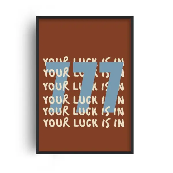 FANCLUB Blue / Brown Your Luck Is In Retro Game Art Print Large A2 - Blue/brown