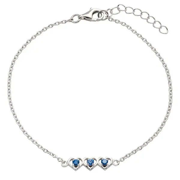 BELINDA JEWELZ Silver / Blue Blue Sapphire Triple Heart Bracelet - Silver/blue