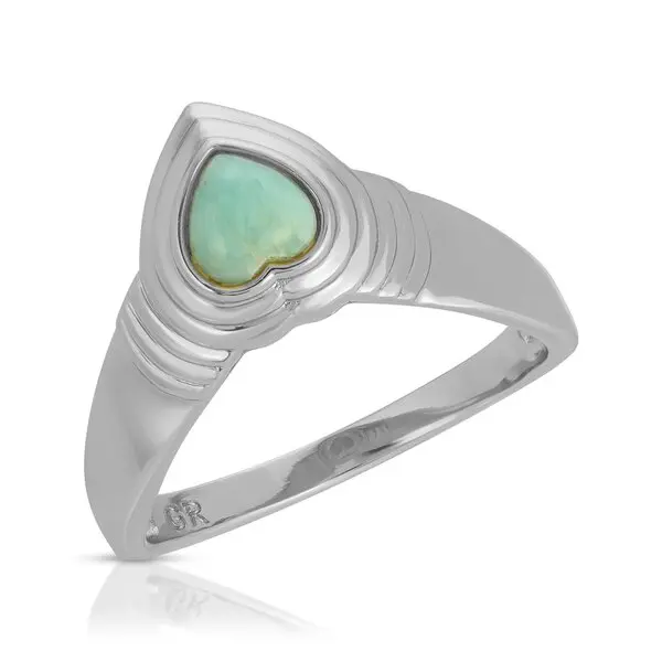 GLAMROCKS JEWELRY Heart Of Stone Ring Larimar - Silver