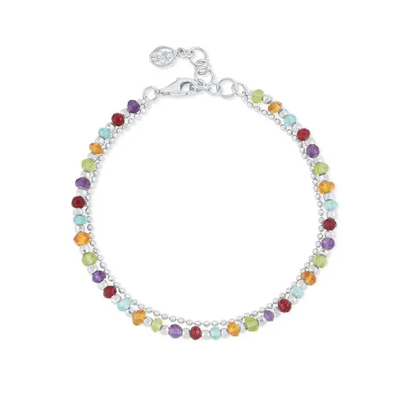 DOWER & HALL Rainbow Faceted Bead Orissa Bracelet In Sterling - Silver