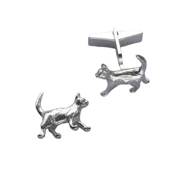 SIMON KEMP JEWELLERS Cat Cufflinks In Sterling - Silver