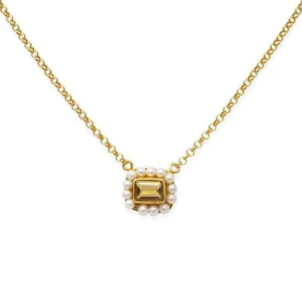 VINTOUCH ITALY Gold / Yellow Luccichio Citrine And Pearl Necklace - Gold/yellow