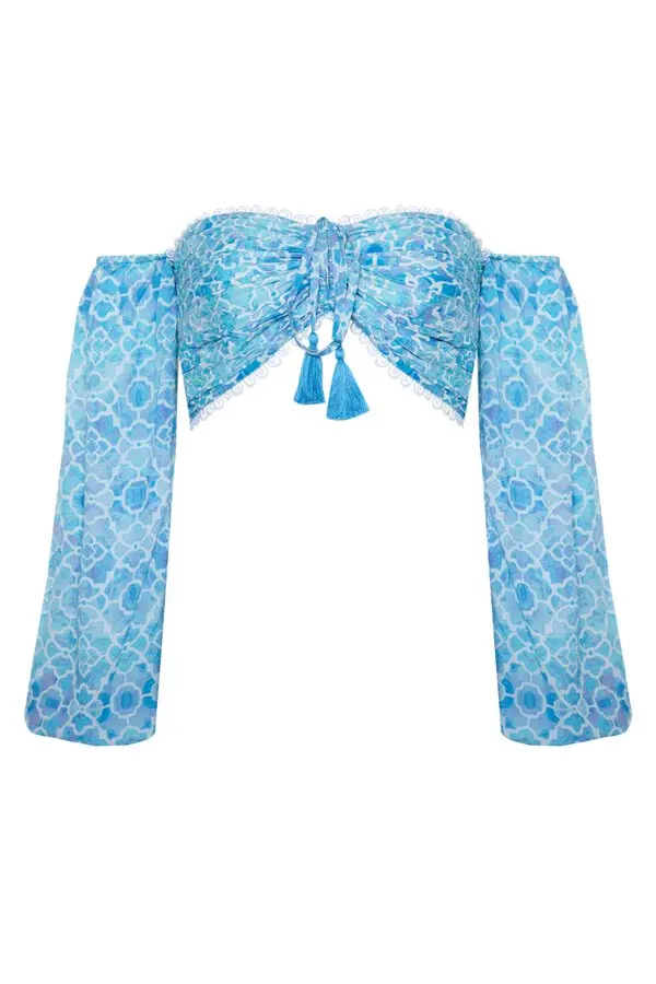 SOPHIA ALEXIA Azure Mosaic Fiji Top - Blue