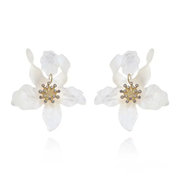 MICHAEL NASH JEWELRY Aurelia Floral Resin Drop Earrings - White