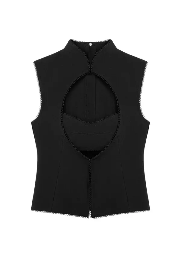 NOCTURNE Braid-trim Bustier Top With Built-in Bra - Black