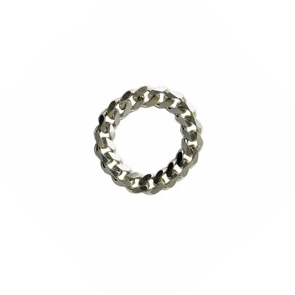 AKI ROC JEWELRY Sterling Curb Chain Ring - Silver