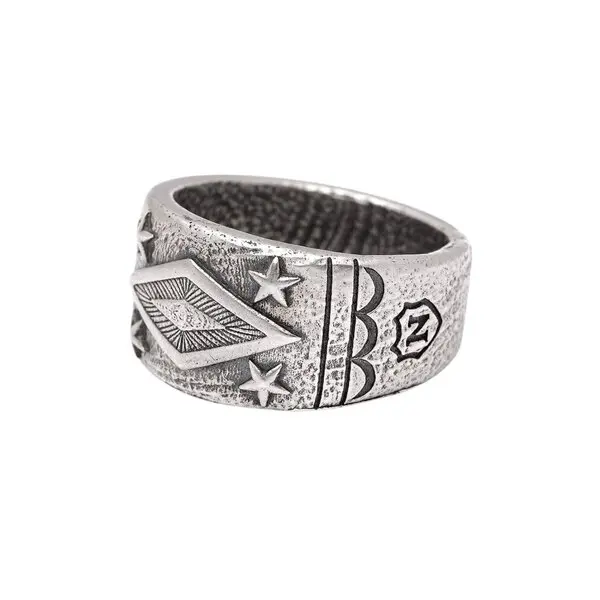 NIALAYA JEWELRY Engraved Vintage Sterling Ring - Silver