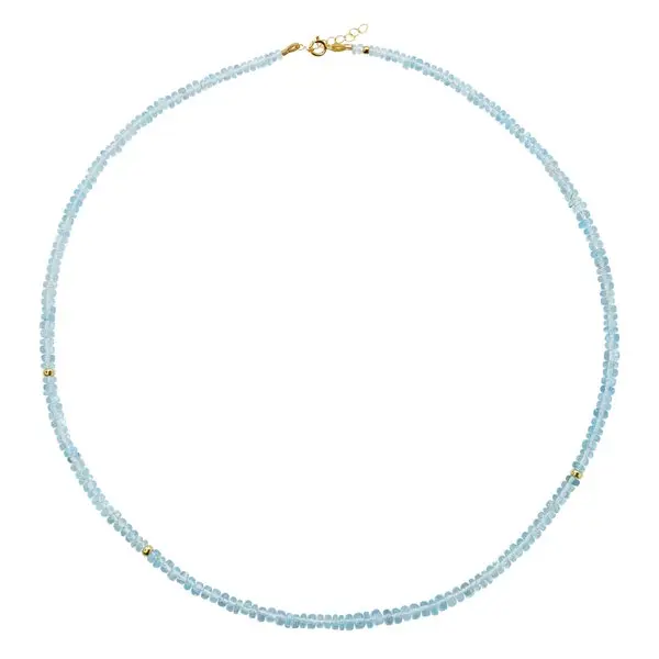 BOMBYX HOUSE Birthstone March Aquamarine Gold Bead Necklace - Blue
